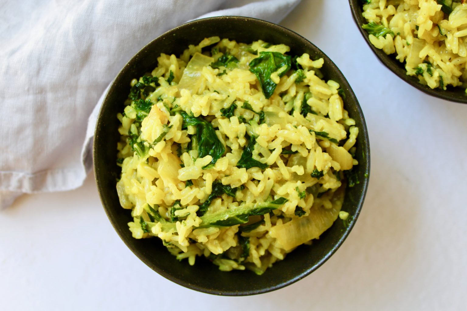 Creamy Coconut Golden Rice (vegan, gluten-free) - Nuts About Greens