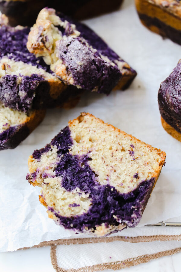 Marbled Ube Banana Bread (vegan) - Nuts About Greens