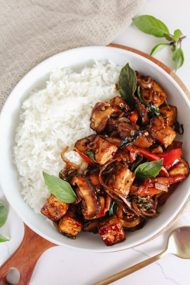 Thai Basil Tofu Stir Fry (Pad Kra Pao inspired) - Nuts About Greens